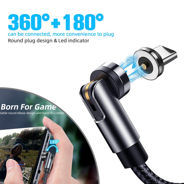 540 Degree Rotate Micro Magnetic Cable 360 Degree USB Type C Charging ...