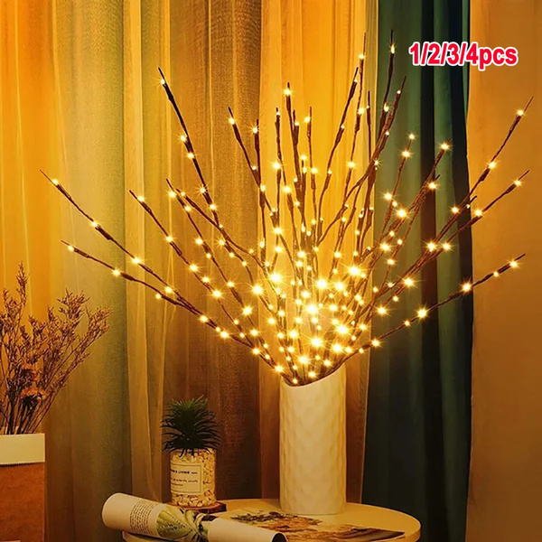 1/2 /3/4Pcs LED Branch Lights 70cm 20 LED Willow Twig Lighted Branch ...