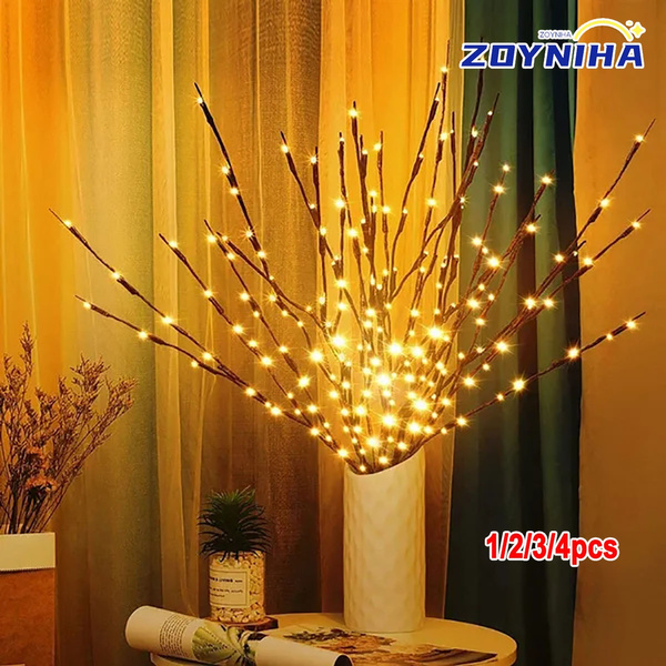 Zoyniha 1/2 /3/4Pcs LED Branch Lights 70cm 20 LED Willow Twig Lighted ...