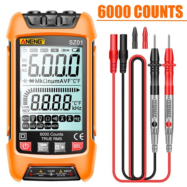 6000Counts Digital Multimeter AC&DC Voltage Current Resistance Hertz ...