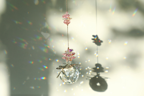 H&D Crystal Suncatcher Prism Hanging Ball Prisms with Dragonfly ...