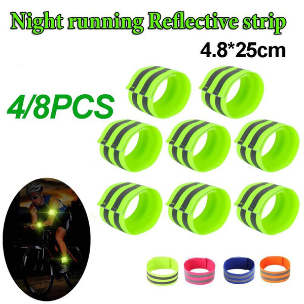 8/4PCS Reflective Bands Elasticated Armband Wristband Ankle Leg Straps ...