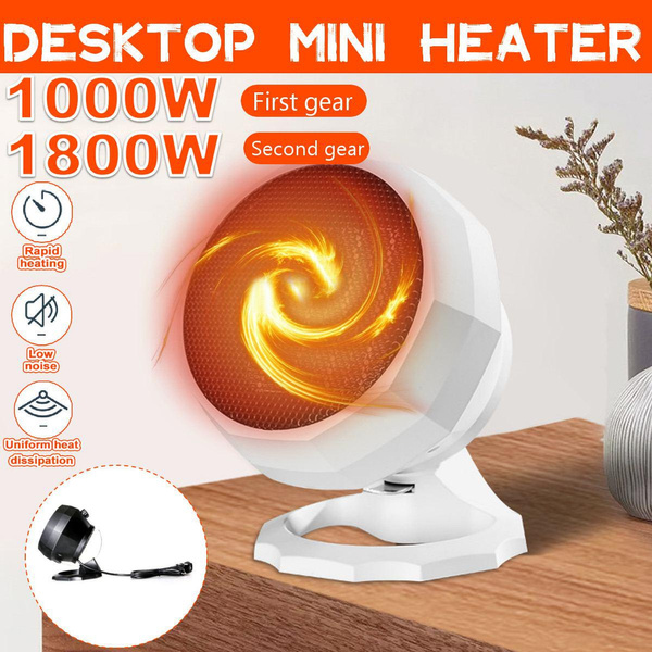 Mini Electric Heater Portable Desktop Fan Heater 1800W Safe Quiet PTC ...