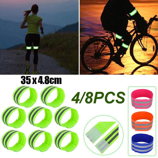 8/4PCS Reflective Safety Bracelet Outdoor Sports Night Running Cycling ...