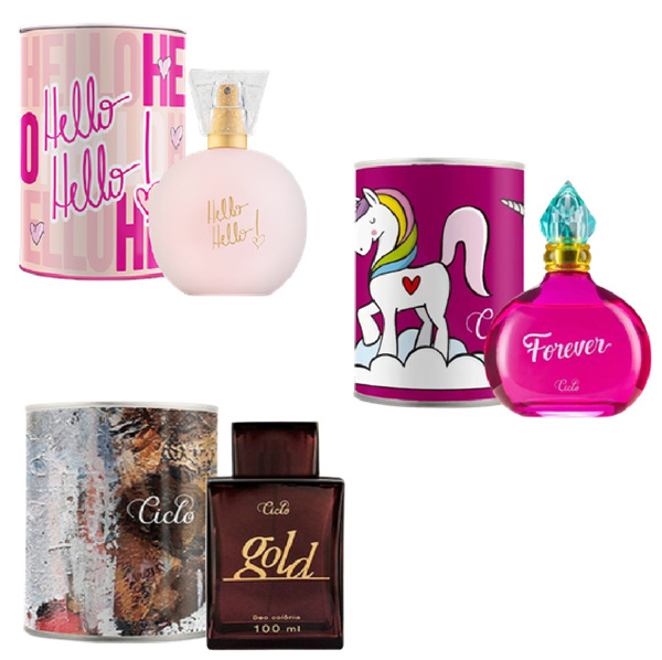 Perfume Combo kit 3 perfumes Forever Lata, Hello Hello 3 Gold 100ml | Wish
