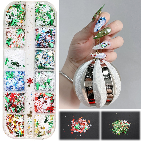 1 Box Merry Christmas Flakes DIY Nails Art Glitter Green Red Xmas ...