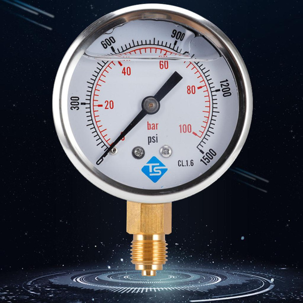 Vacuum Pressure Gauge 0-100 Bar 0-1500 PSI 1/4'' BSP Bottom Connection Vacuum Gauge Dual Scale ...