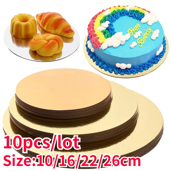 10pcs 10/16/22/26cm Round Golden Cake Paper Boards Birthday Cake Stand ...