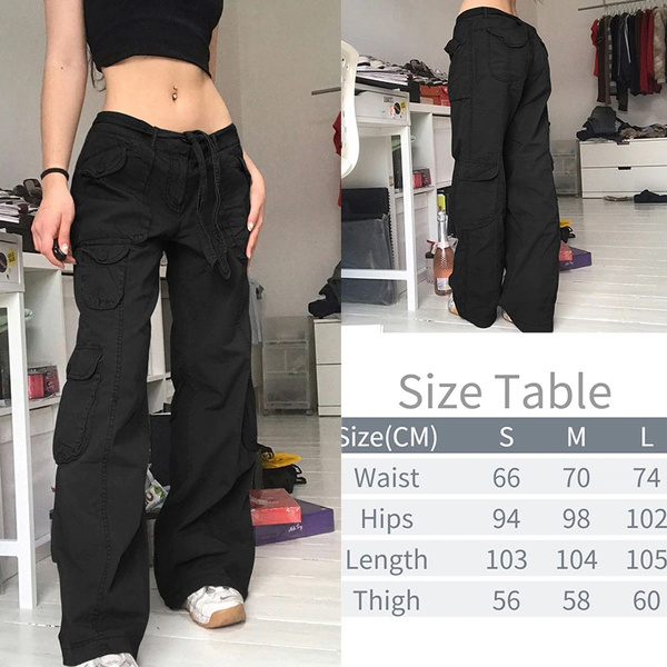 Y2K Pockets Cargo Pants for Women Straight Oversize Pants Harajuku Vintage 90S Aesthetic Low ...