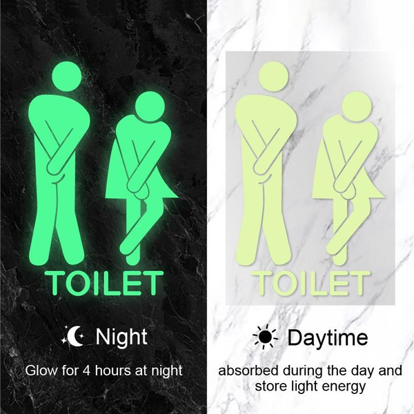 Waterproof Bathroom Door Mark Stickers Man Women Toilet Night ...