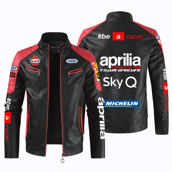Men’s Aprilia Motorcycle Leather Jacket Men Autumn Winter Fashion Biker ...