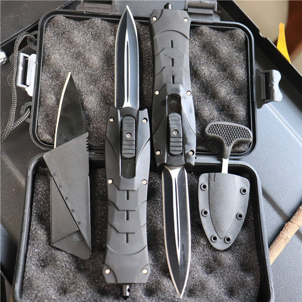 AUTO OTF Spring Assisted Tactical Knife Gifts Straigh Out Knives Set, 2 ...