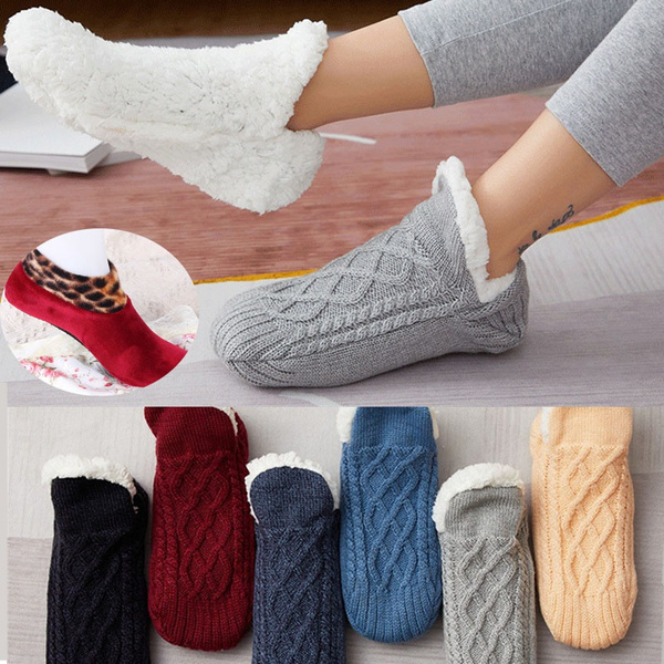 Men Women's Winter Super Soft Warm Floor Sock Cozy Fuzzy Fleece-Lined ...
