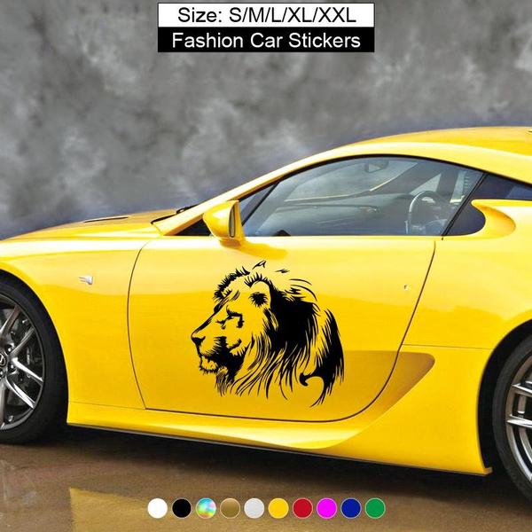 1PC Meditation Lion Universal Car Stickers Cartoon Animal Self-adhesive ...