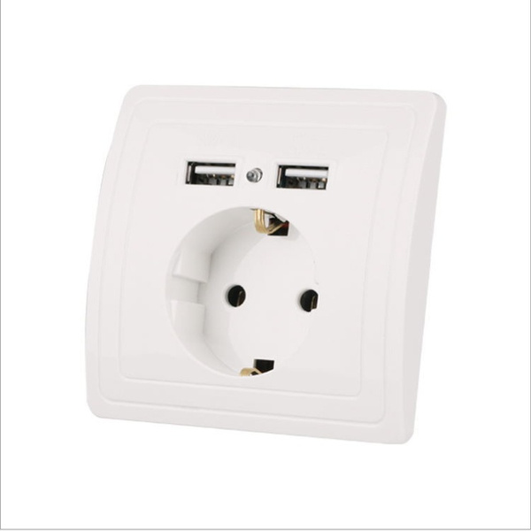 EU European Standard Wall Power Socket Wall Electronic Socket with dual ...