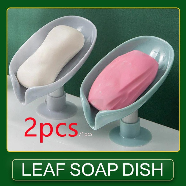 2Pcs/1Pcs Pack Leaf Shaped Soap Holder Shower Soap Shelf Bath Soap Box ...