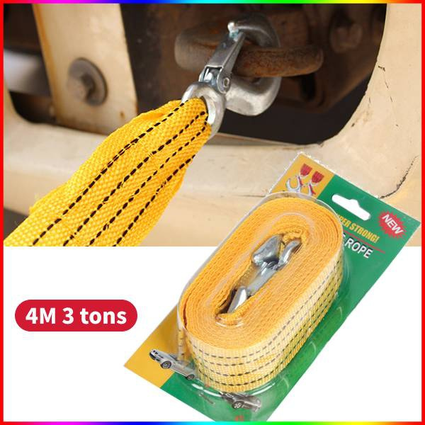 4M 3 Tons Heavy Powerful Car Towing Rope Auto Tow Cable Strap Bind Pull ...