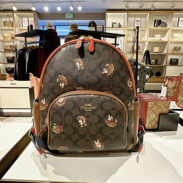 Coach CC429 Court Backpack In Signature Canvas In Gold/Brown Black ...