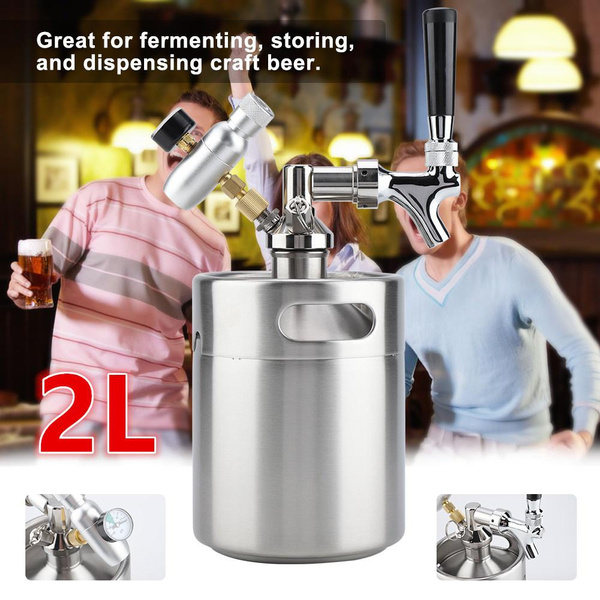 Mini Beer Keg-2L Mini Stainless Steel Keg With Faucet Pressurized Home ...