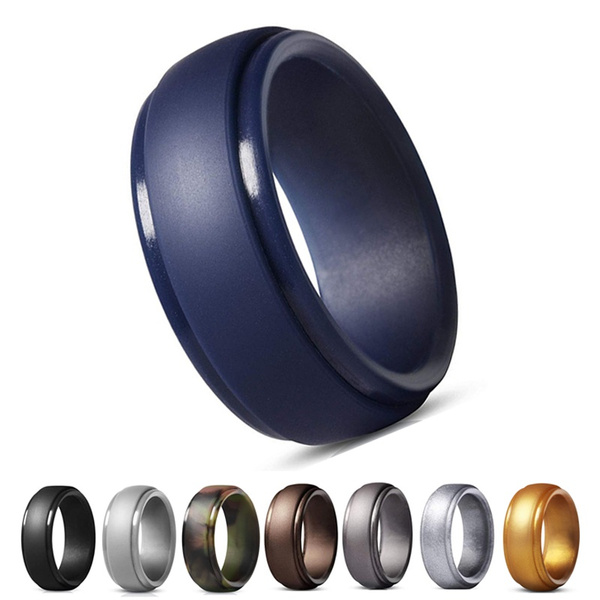 1pc 8mm New Sports Rings Hypoallergenic Flexible Mens Wedding Rubber ...
