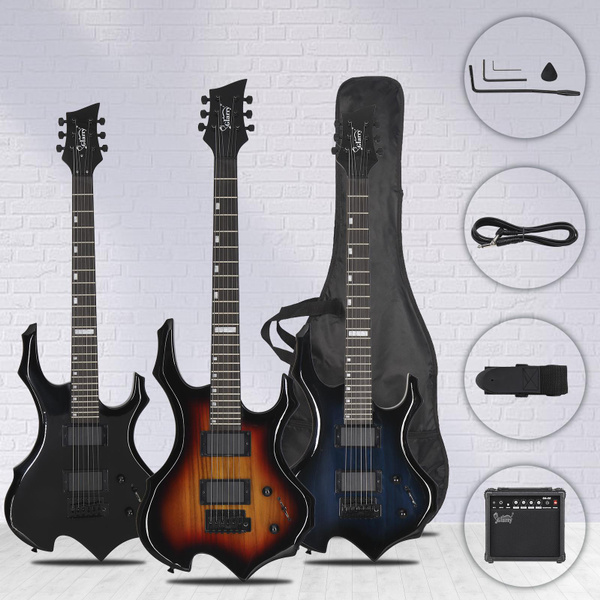 Glarry Flame Shaped H-H Pickup Electric Guitar Kit with 20W Electric ...