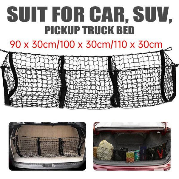 90 x 30cm/100 x 30cm/110 x 30cm Three Pocket Mesh Cargo Net Trunk Bed ...