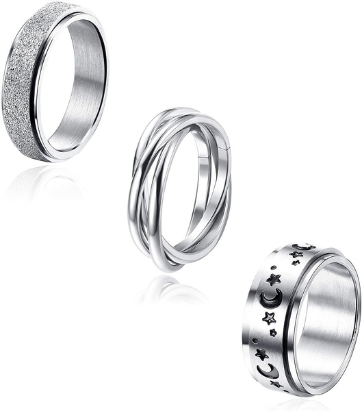 3-piece Stainless Steel Micro Adjustment Ring for Women's Men Triple ...