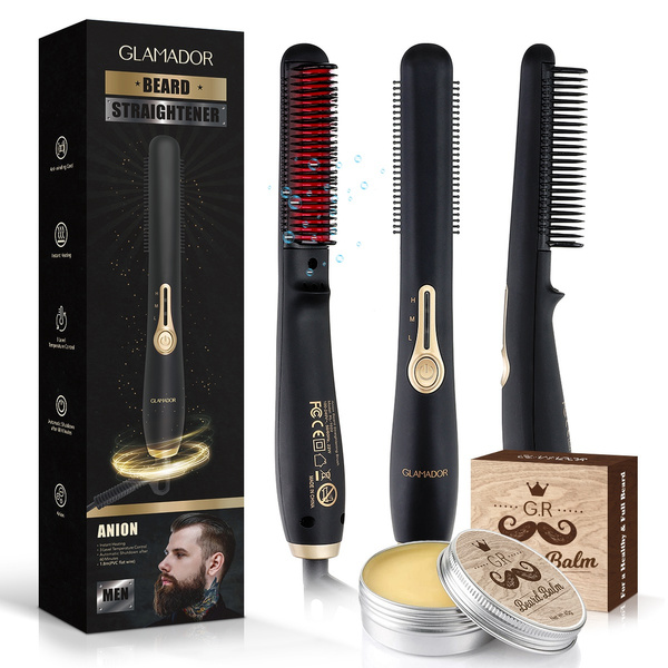 3 Level Adjustable Temperature Beard Straightener Electric Hot Comb for ...