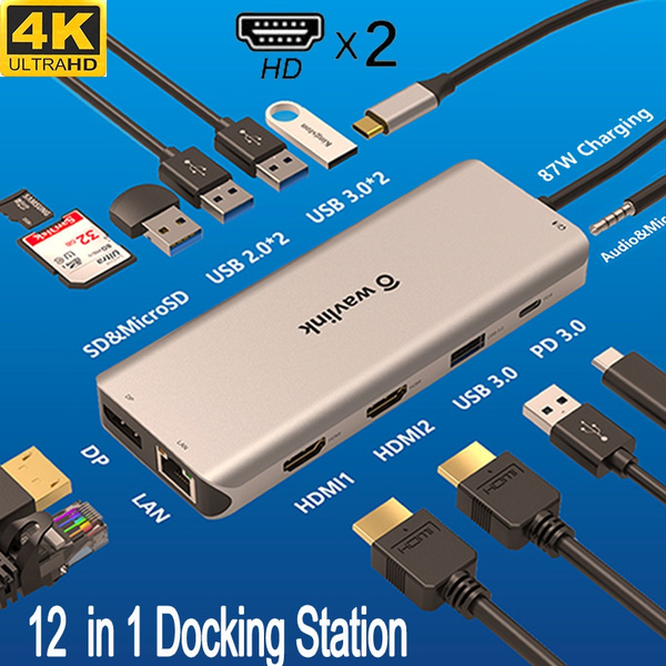 USB C 13-in-1 Hub/ Docking Station Triple Display Type-C Adapter with ...