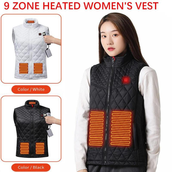 New Women 9 Area Heated Vest Zones Electric Heated Jackets Women ...