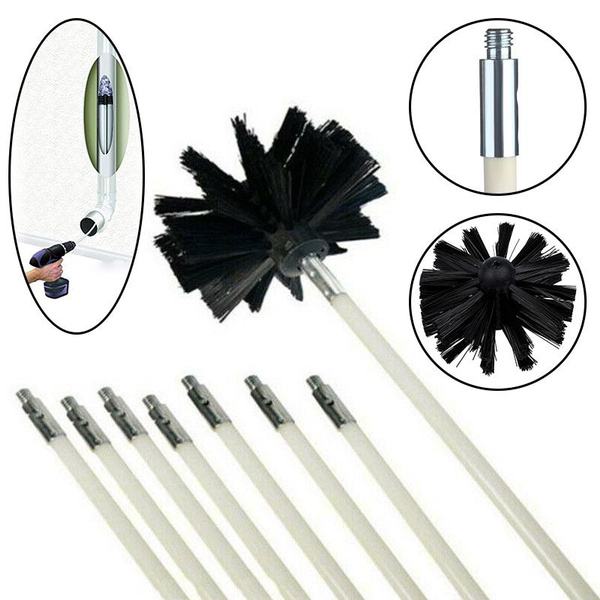 Flexible Chimney Sweep Set Flue Sweeping Brush & Rod Kit Soot Cleaning ...