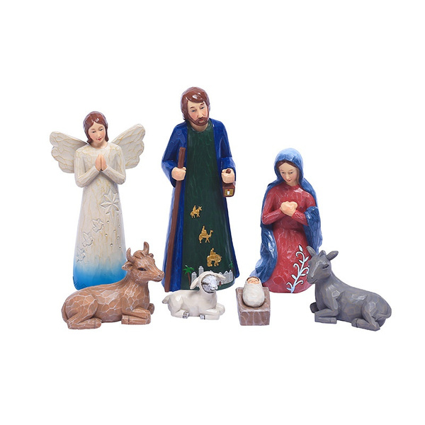 7pcs/set Statue Nativity Scene Set Baby Jesus Manger Christmas Crib ...