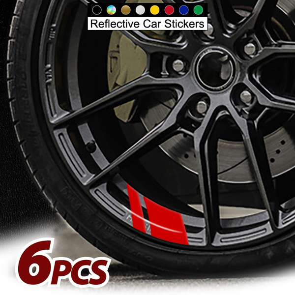 6PCS LaserWaterproof Hash Mark Stripe Racing Wheel Hub Decals Wheel ...