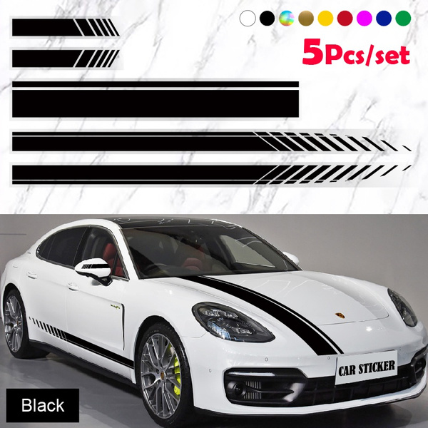 5PCS Fashioned Racing Car Side Body Stickers Stripe Vinyl Hood Decals ...