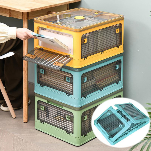Plastic Transparent Storage Box Five-door Book Storage Box Foldable To ...