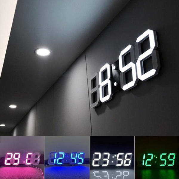 1PC LED Nordic Digital Alarm Electronic Clocks Wall Clocks Hanging ...