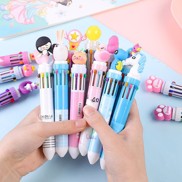 Ten Colors Ballpoint Pen Drawing Pen Color Cartoon Student School ...