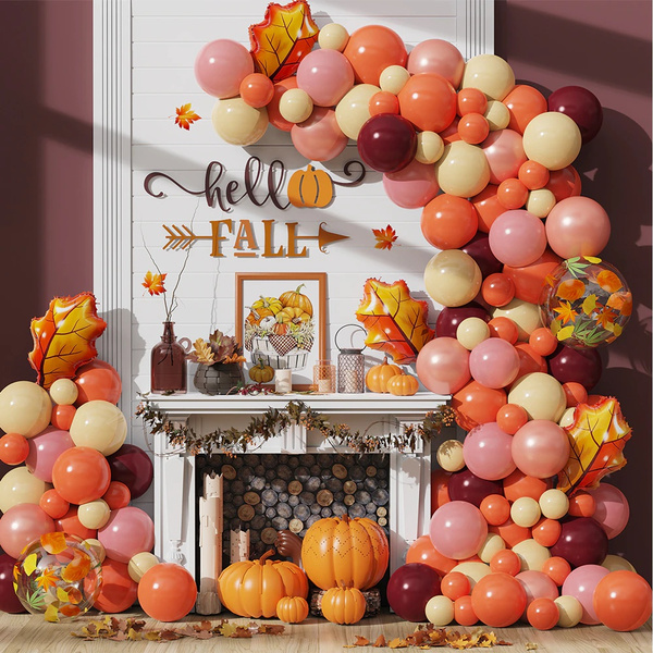 118Pcs Autumn Balloon Garland Kit Maple Leaf Aluminum Foil Balloon 4D ...