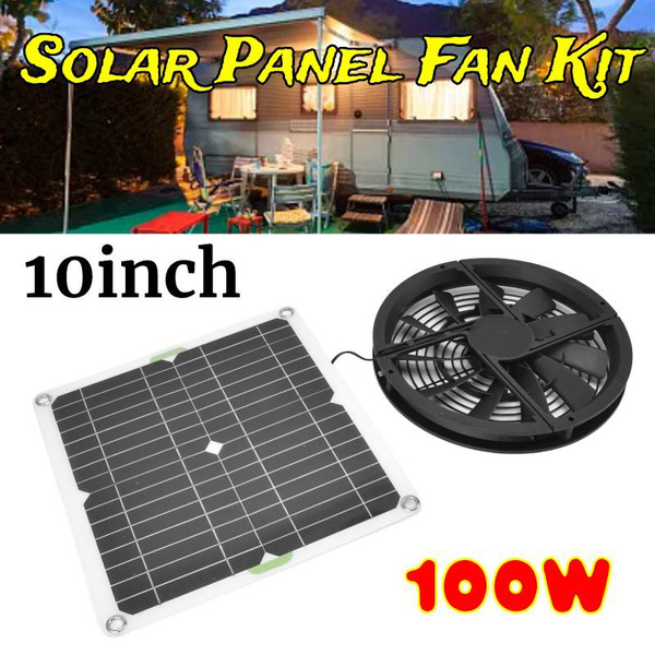 Solar Panel Fan Kit 10inch 100W Waterproof Solar Panel Round ...