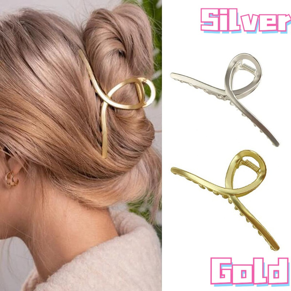 Hair Accessories Large Claw Clips Gold/Silver Hair Claw Shark Hair Claw ...