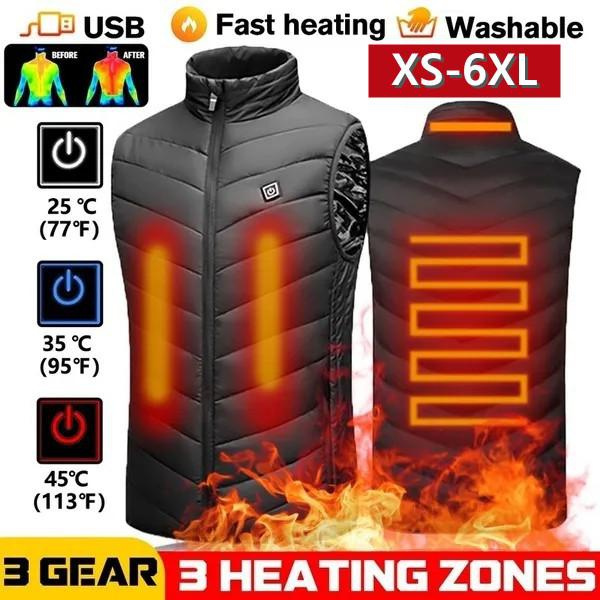 XS-6XL Large Size 2022 New Electric Heated Vest Jackets Men Women ...