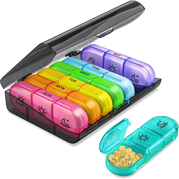 7 Days Pill Box Organizer 21 Grids 3 Times One Day Portable Travel Box ...