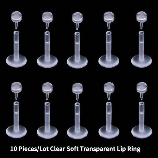 10 Pieces/Lot Clear Soft Transparent Lip Ring Tragus Earrings Invisible ...