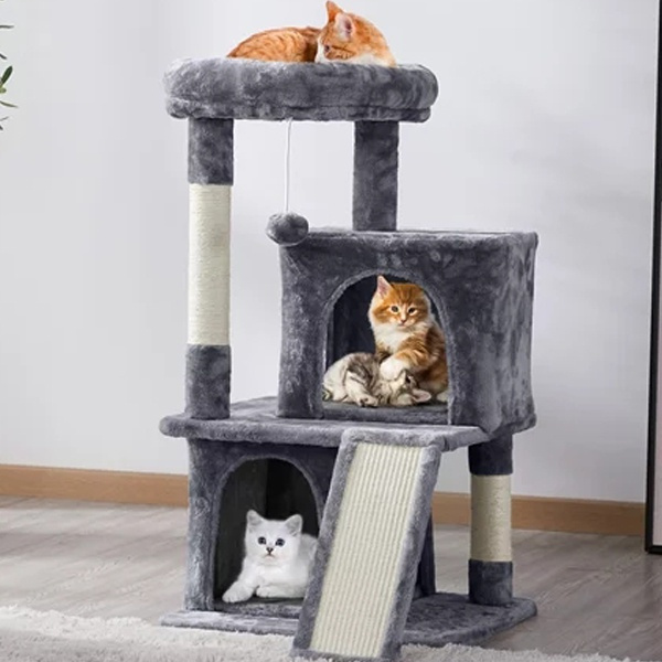 SmileMart 36" Cat Tree with Condo and Scratching Post Tower, Dark Gray ...