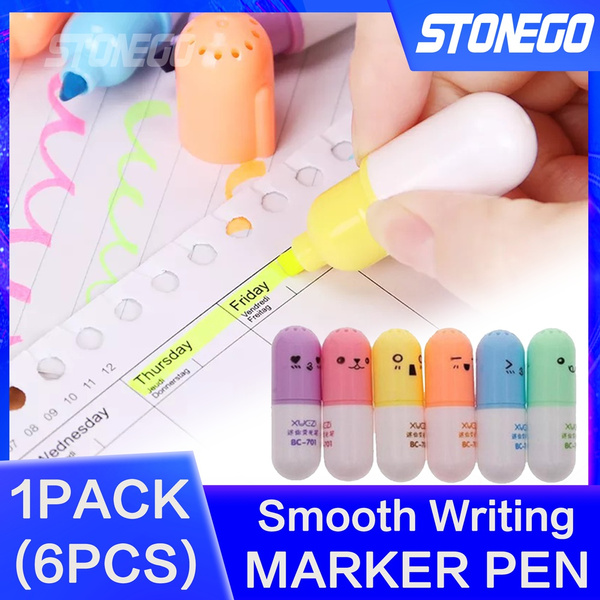 STONEGO 1Pack/2Packs Cute Pill Mini Highlighter Marker Drawing Colorful ...