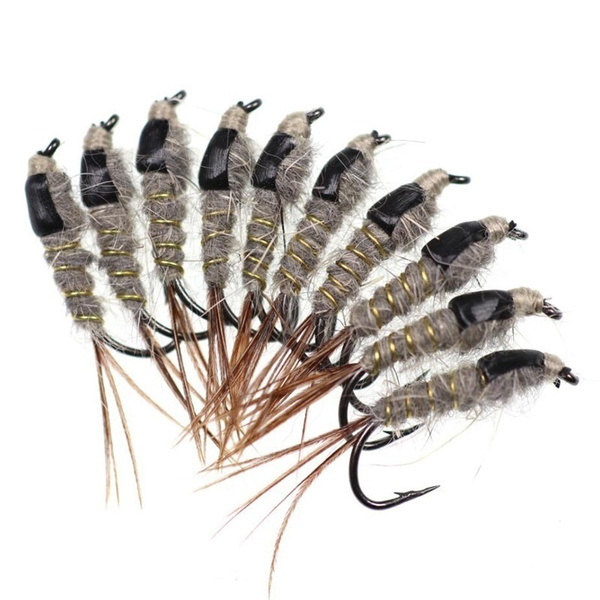 5-30Pcs Black Back Rabbit Ear Wire Nymph Flies Trout/Bass Fly Fishing ...