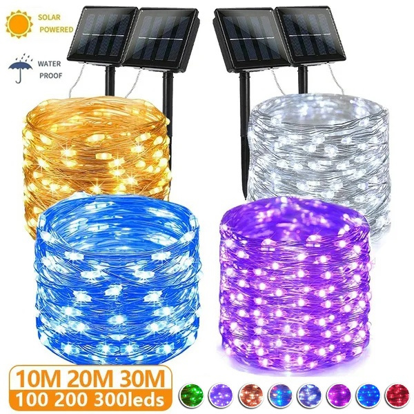 8 Colors Solar String Lights Outdoor, Waterproof Solar Powered Lights ...