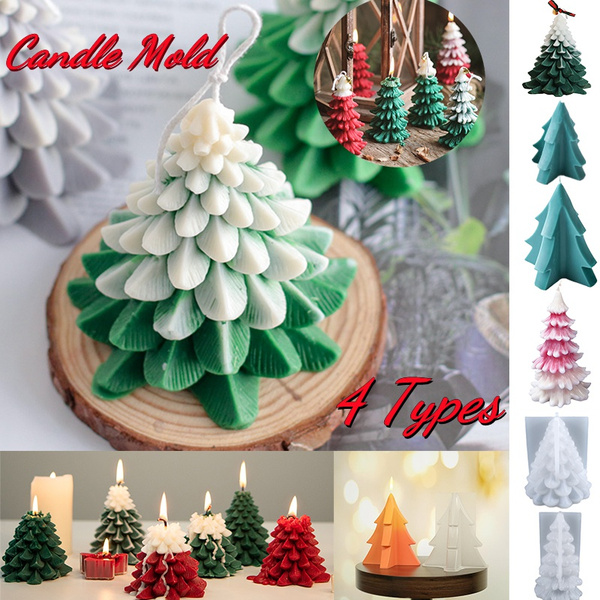 4 Types 3D Christmas Tree Candle Mold Silicone Molds for Soy Wax ...