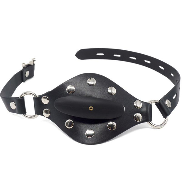 Inflatable Dildo Open Mouth Gag Oral Fixation Leather Fetish Bdsm