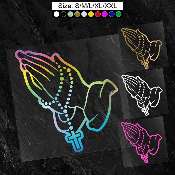 1PC The Hand Of Blessing Reflective JDM Stickers Cross Wagon Patch Self ...
